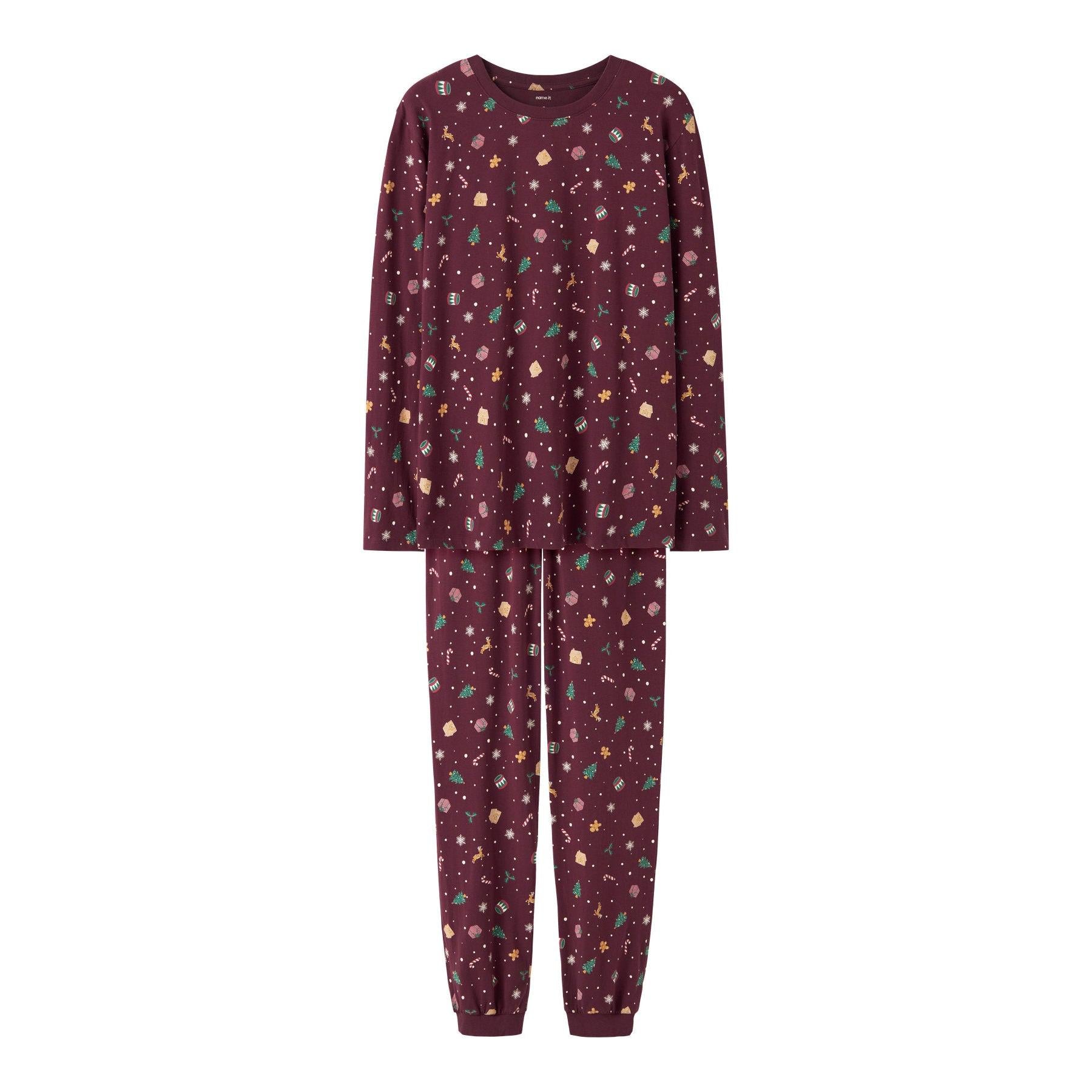 Name it Julenattøj VISMAS - Burgundy - VOKSEN – Ollifant.dk